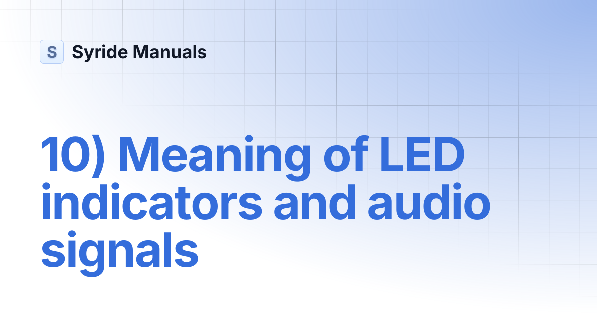 10) Meaning of LED indicators and audio signals | Solar English manual ...